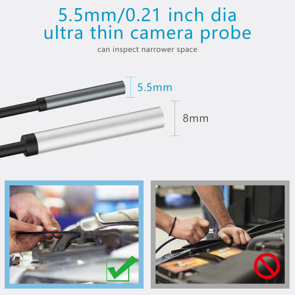 USB Endoscope 3 in 1 Borescope 5.5mm Ultra Thin Waterproof Inspection ...
